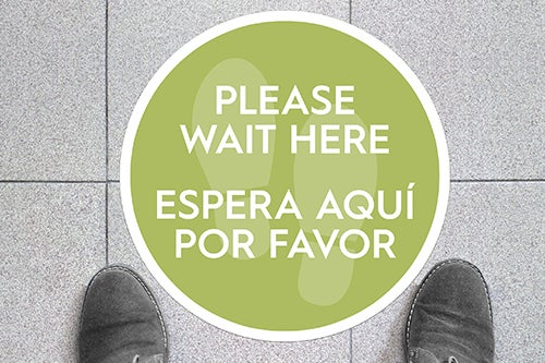 Briggs Sign Store | please wait here vinyl floor graphics with spanish ...